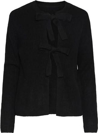 Pieces Pcsilly Ls Réversible Tie Knit Exp Noos Cardigan, Noir, L Femme
