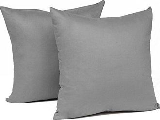 Woltu Taies dOreillers Seulement, en 100% Coton 2 pièces, utilisé pour Maison, Bureau, Salon, 50x50 cm Gris Foncé, (Taies dOreillers Seulement, Aucun Rempli