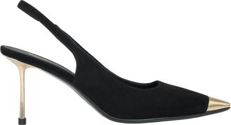Estro & Luminara Femme, Chaussures, Noir, Taille: 37 EU Escarpins ouverts en velours avec d&eacute;tails dor&eacute;s