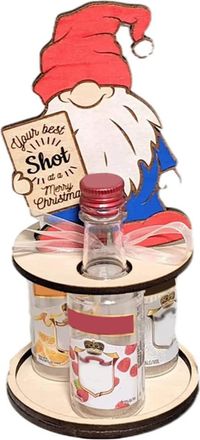 Generic Weihnachts-Mini-Weinflaschenhalter (Flasche nicht im Lieferumfang enthalten), niedlicher Pinguin-Elch-Zwerge, Weinhalter aus Holz, Weihnachtsdekoratio