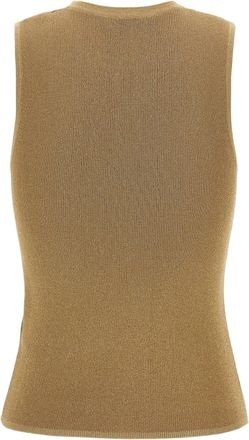 Max Mara Metallic-Ribbed Technical Tank Top - Gold