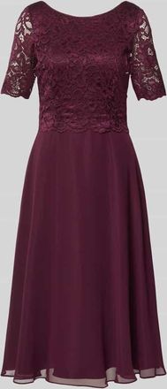 Vera Mont Tailliertes Cocktailkleid mit Spitzenbesatz