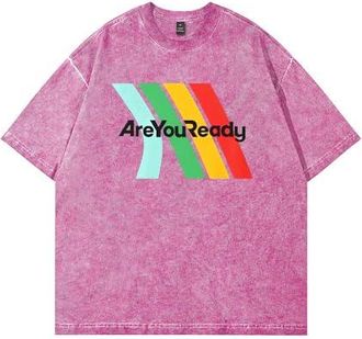 Generic ARC Raiders AreYouReady T-shirt unisexe à manches courtes et col rond en coton délavé, rose, 4XL