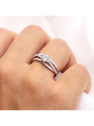Zeeme Silber Ring Silber 925 rhodiniert mit Zirkonia wei&szlig;