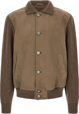 Brioni Veste en cuir tricot&eacute;e - Homme - Vestes - Brun - Taille: XL
