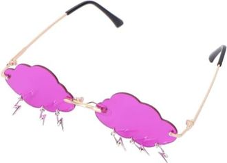 Supvox Lunettes de Soleil sans Monture Motif Nuage et &Eacute;clair Protection UV Adapt&eacute;es aux F&ecirc;tes et Photos Accessoire Mode pour Femmes