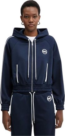 Michael Kors Femme, Sweatshirts et sweats &agrave; capuche, Bleu, Taille: 36 FR Veste de surv&ecirc;tement zipp&eacute;e contrast&eacute;e en piqu&eacute;