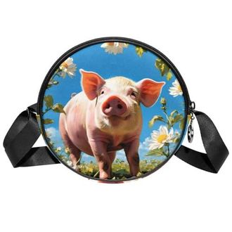 Generic Sac &agrave; bandouli&egrave;re rond pour femme, petit sac &agrave; bandouli&egrave;re avec fermeture &eacute;clair, bretelles r&eacute;glables, style d&eacute;contract&eacute;, pour femmes et filles