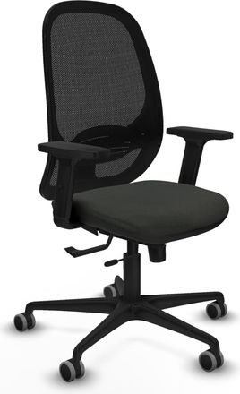 Piqueras y Crespo Schwarzer Drehstuhl mit 2D-Armen, h&ouml;henverstellbare Lendenwirbelst&uuml;tze, ausgestattet mit Syncro/Traslack und Schneidschaum, mit Rollen von 65 mm, Park