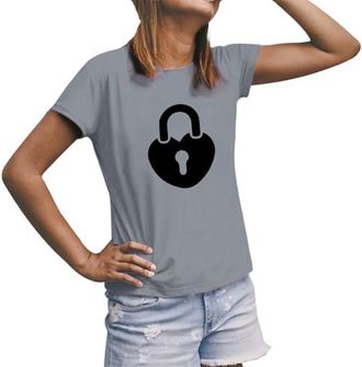 Generic T-shirt d&eacute;contract&eacute; &agrave; col rond pour la Saint-Valentin 2026 | Haut &agrave; manches courtes pour plus de confort et de style, gris, XXL