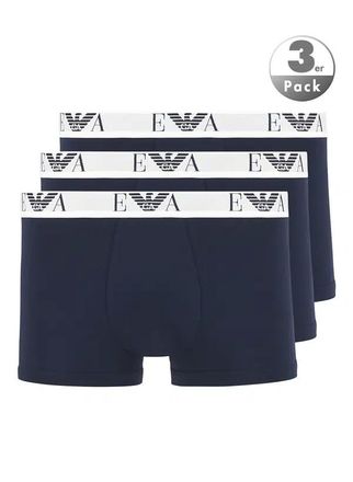 Emporio Armani Herren Trunks blau Baumwolle unifarben