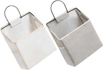 Garneck 2 Stück Faltbare Wandhängende Aufbewahrungstaschen Hängeorganizer mit Großem Hauptfach und Seitentaschen Leichte Stofftaschen für Badezimmer Wohnzimme