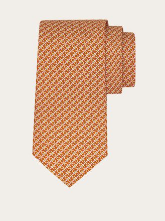 Ferragamo Herren Seidenkrawatte mit Gancini-Print Orange