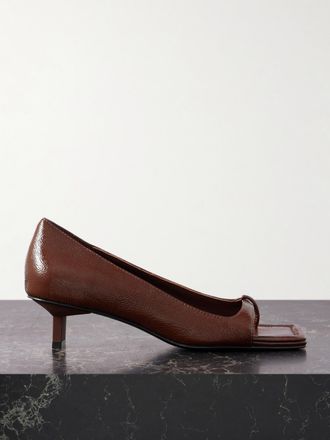 St.Agni 90s Pumps Aus Lackleder In Knitteroptik - Burgunder