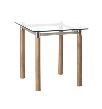 Haku M&ouml;bel Beistelltisch Noce, satiniert, Metall, Sicherheitsglas - Ma&szlig;e: B 42 cm x H 43 cm x T 42 cm, Style: Contemporary