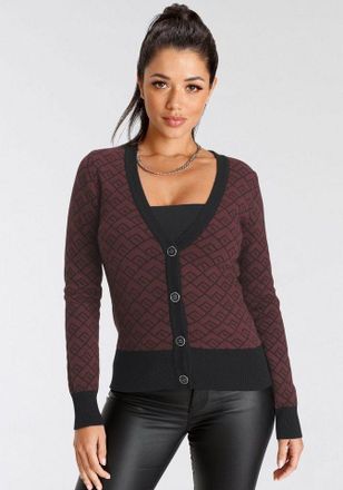 Melrose Strickjacke in trendy Jacquardmuster mit Knopfleiste