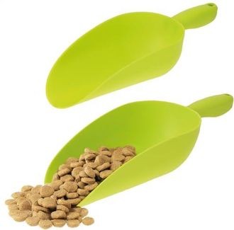 Com-Four 2x Pelle &agrave; nourriture pour animaux (28,5 cm | 32,5 cm) - Pelle en plastique pour sacs - Pelle doseuse pour animaux - Pelle de pes&eacute;e pour aliments et s