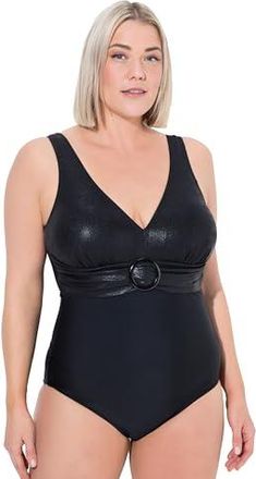 Ulla Popken Badeanzug Laura, Dg, Ring Maillot de Bain Une pièce, Noir, 50-52 Femmes