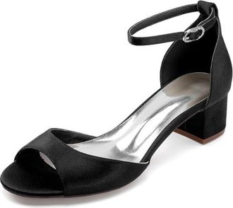 Generic Chaussures De Mariage Femmes Bout Ouvert Talons Sandales Blocs Bas Mari&eacute;e Sexy High Heels Bureau Travail Soir 4.5Cm,Noir,43 EU