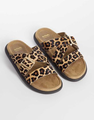schuh Tear - Sandales plates effet poulain &agrave; brides crois&eacute;es et boucle - Animal-multicolore