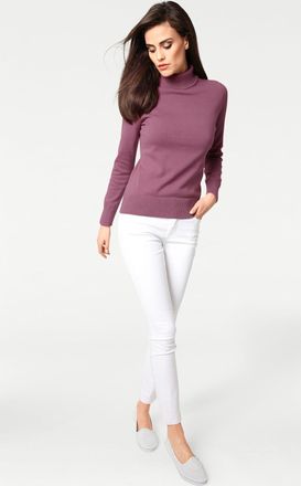 Heine Rollkragenpullover HEINE Rollkragen-Pullover, Damen, Gr. 34, lila (mauve), 100% Baumwolle, unifarben, Pullover Rollkragenpullover, Topseller