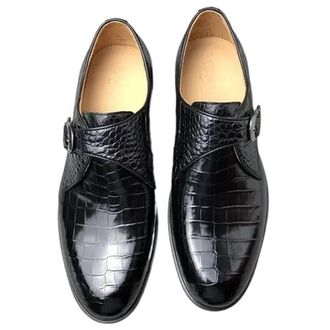 Generic Authentique v&eacute;ritable peau de crocodile pour hommes daffaires Robe Oxfords V&eacute;ritable Exotique Alligator Cuir Moine Sangle Homme Noir Robe Chaussures, 