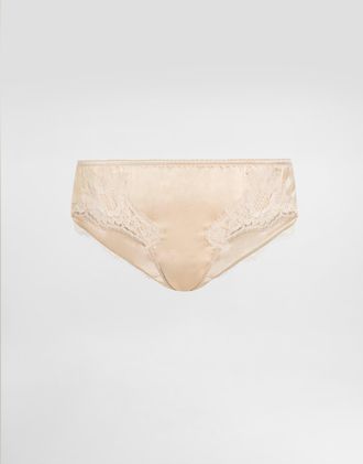Dolce & Gabbana Slip Aus Satin Mit Spitze - Frau Unterw&auml;sche Puderrosa Seide 2