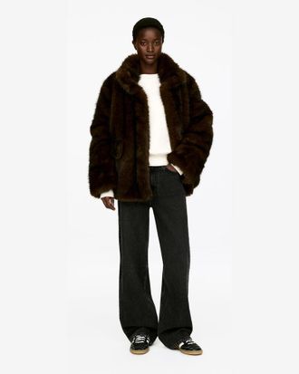 Arket Jacke Aus Kunstfell -Braun