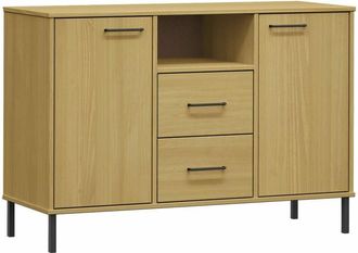 vidaXL Vidaxl - Buffet avec pieds en métal Marron 113x40x77 cm Bois massif oslo