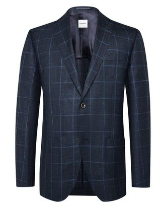 Roy Robson Sakko aus einem Schurwolle-Mix mit Fensterkaromuster, Regular Fit in