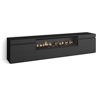 Skraut Home Skraut Home - TV-Schrank, Lowboard, f&uuml;r Wohnzimmer und Esszimmer, 200x45x35cm, F&uuml;r TV-Ger&auml;te bis zu 80, Elektrokamin. Ma&szlig;e, Moderner Stil, Zementgrau