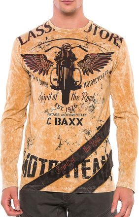 Cipo & Baxx Herren Sweatshirt CL348 Kamel - Stylischer Pullover im Modernen Streetwear Look mit Rundhals & Print - Bequemer Sweater f&uuml;r Alltag, Freizeit & Party -