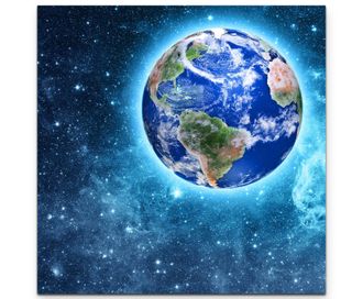 Paul Sinus Art Leinwandbilder | Bilder Leinwand 60x60cm der blaue Planet im Weltraum