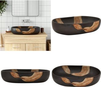 vidaXL Vidaxl - Aufsatzwaschbecken Schwarz Oval 59x40x14 cm Keramik - Waschbecken - Badezimmersanierung - Keramikwaschbecken - Aufsatzwaschbecken