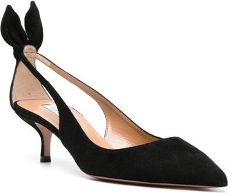 Aquazzura Bow-Detail Suede Pump - Black