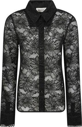 Sportmax Femme, Blouses et Chemises, Noir, Taille: 42 FR Dentice Lace Shirt