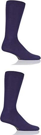 SockShop Homme et Femme Plaine et ray&eacute;s Colour Burst Chaussettes en bambou &agrave; coutures lisses Paquet de 2 Purple Rain 48-50