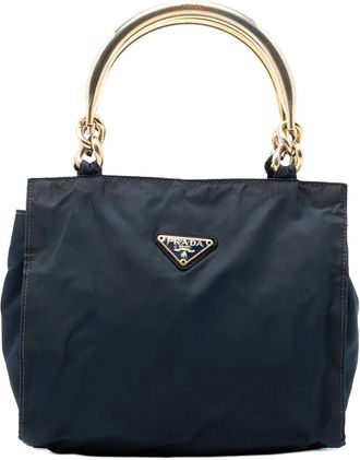 Prada Crossbody Bags - Tessuto Metal Handle Bag - Gr. unisize - in Blau - f&uuml;r Damen