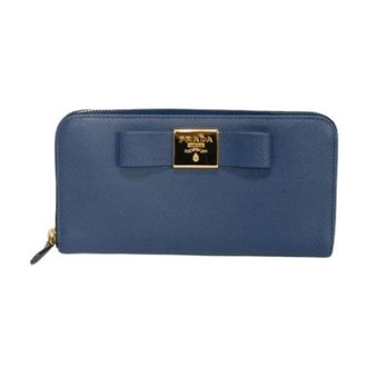 Prada Pre-owned Saffiano Ribbon Long Ziparound Wallet - Femme - Pre-owned - Bleu - Taille: ONE Size