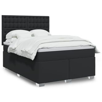 vidaXL Vidaxl - Giroletto A Molle Con Materasso Nero 140x200 Cm In Similpelle