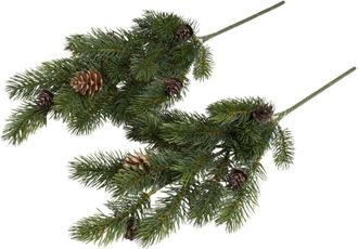 Botanic-Haus künstlicher Tannenzweig im Spritzgussverfahren hergestellt mit Zapfen (2 Stück)