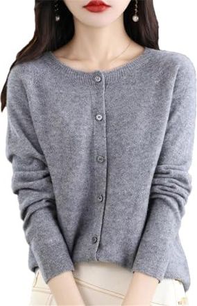 Generic Pull en laine pour femme - Col rond - Manches longues - L&eacute;ger et solide, gris, M