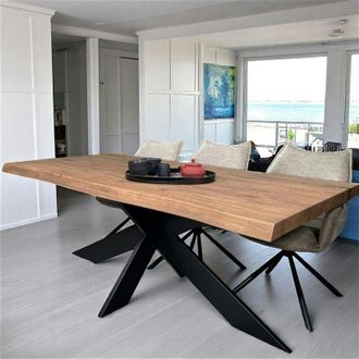 Pier Import Pier Import - Table pied central en ch&ecirc;ne brun avec bords naturels 200 cm palerme