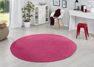 Hanse Home Teppich Fancy Rund - Wohnzimmerteppich einfarbig Modern Velours Teppich für Esszimmer, Wohnzimmer, Kinderzimmer, Flur, Schlafzimmer, Küche - Pink, Ø20