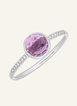 Leaf Ring Amethyst Aus 14 Karat Weri&szlig;gold Mit Diamanten silber
