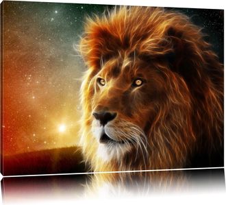 Pixxprint Löwe Abstrakt Art, Größe: 100x70cm, Leinwandbild, fertig gespannt, Wandbild, Dekoration, Kunstdruck, kein Poster