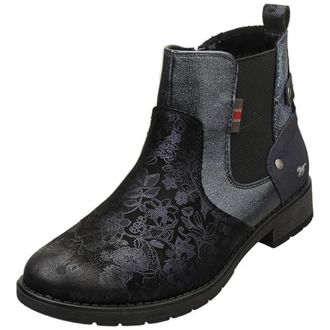 Mustang Jeans Boots bleu marine &agrave; talon d&eacute;croch&eacute; bas avec un zip et un soufflet &eacute;lastiqu&eacute; - Taille numeric_36