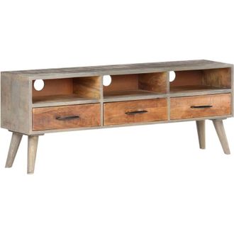 vidaXL Vidaxl - TV-Schrank Grau 130x35x51 cm Raues Mango-Massivholz