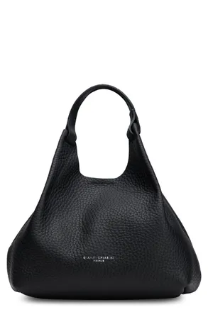 Gianni Chiarini Pebbled Calfskin Hobo Bag - Black