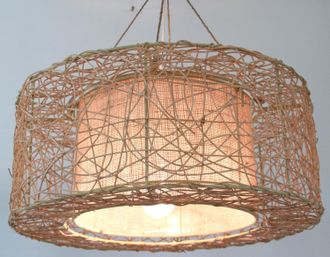 Guru Shop Deckenlampe/Deckenleuchte, in Bali Handgemacht aus Naturmaterial, Rattan, Sisal - Modell Simba, Synthetisch, 20x50x50 cm